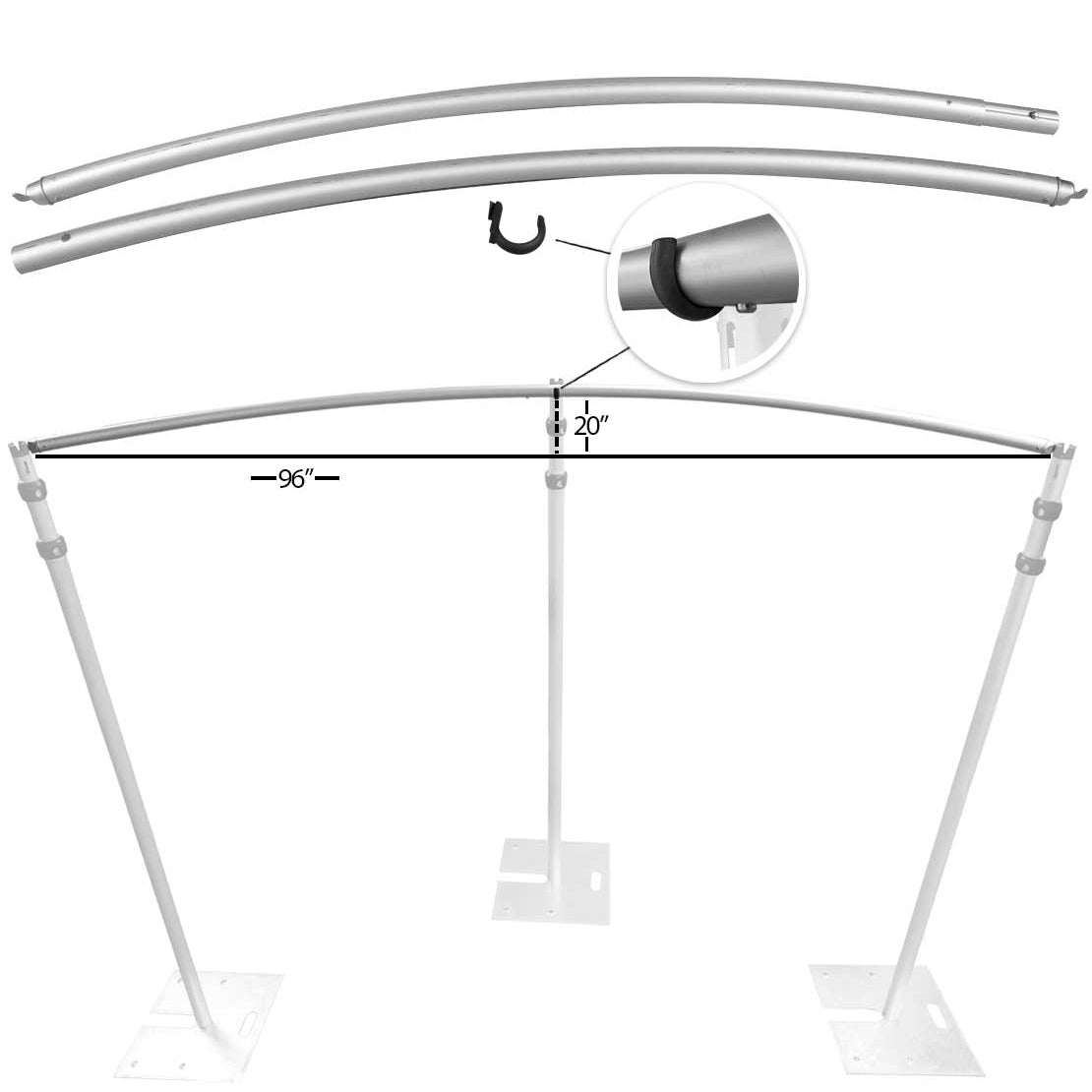 Pipe and Drape Curve Crossbar | Adjustable Arch Backdrop Bar - PIPE AND ...